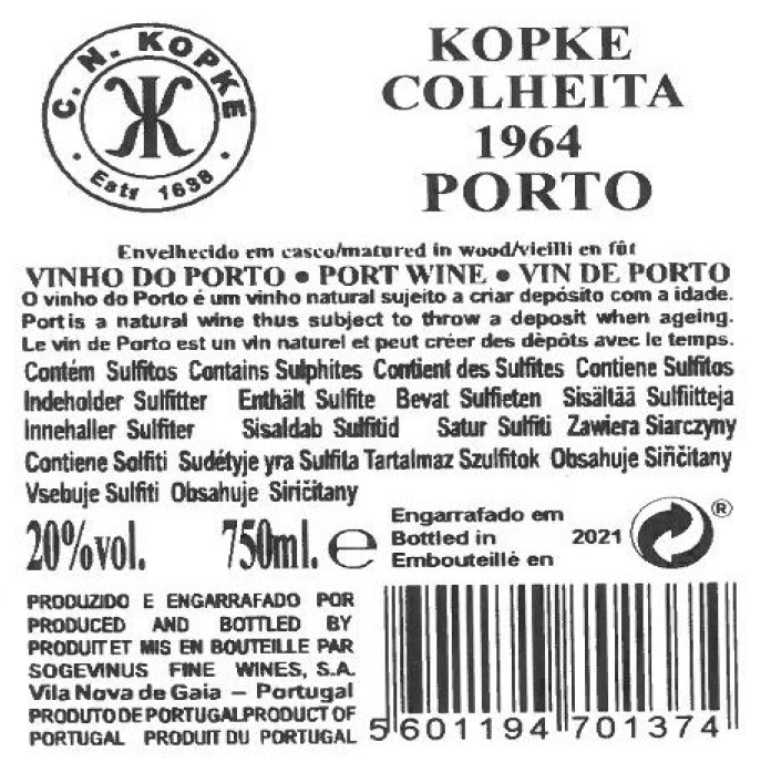 KOPKE COLHEITA 1964 TAWNY – Kopke Group Wine Shop